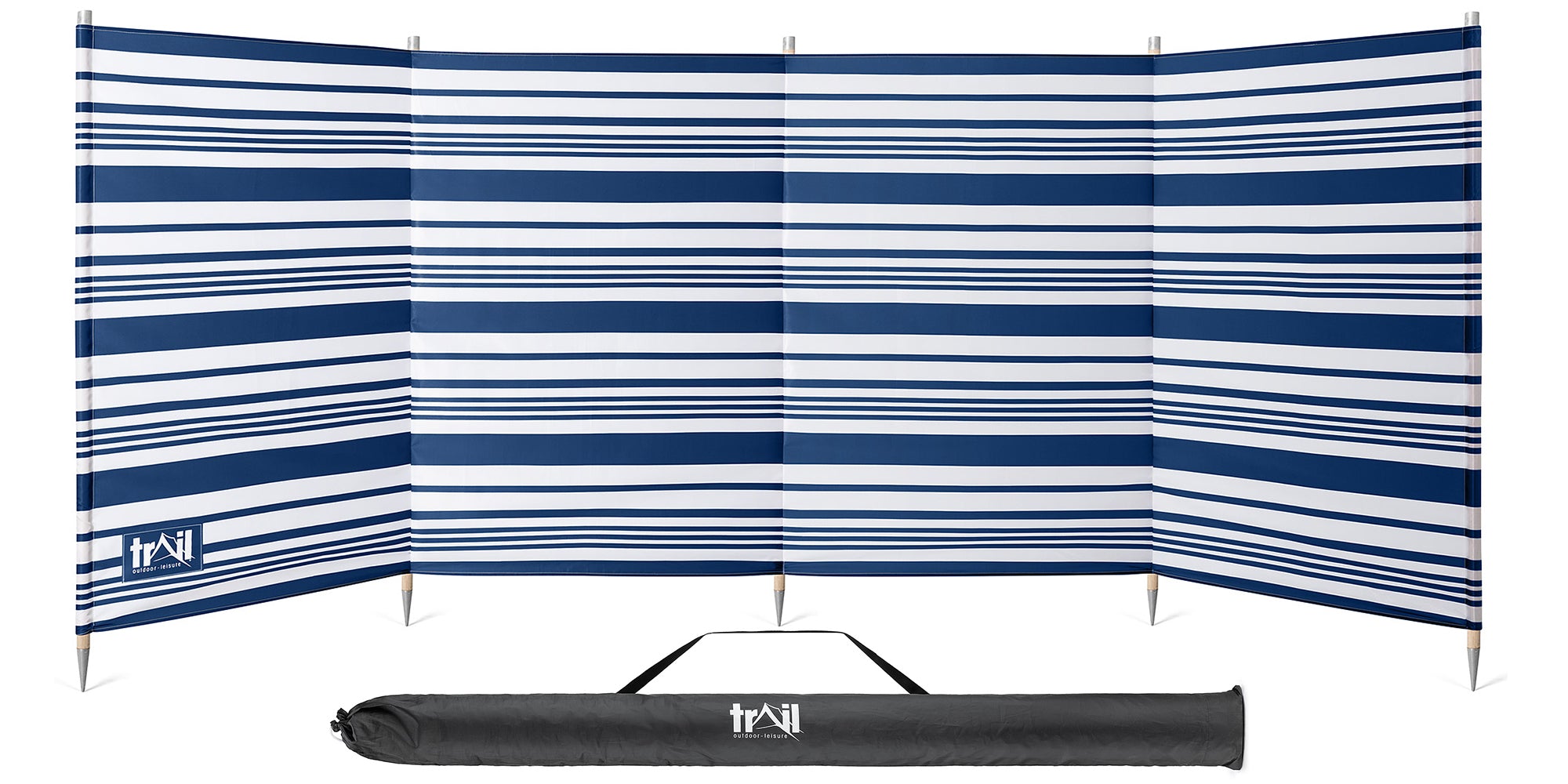 5 Pole Wooden Windbreak with Bag | 3.6m x 1.3m | Trail