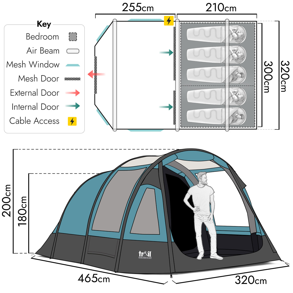 Gidleigh 5 Man Air Tent | 5000mm Waterproof | Trail