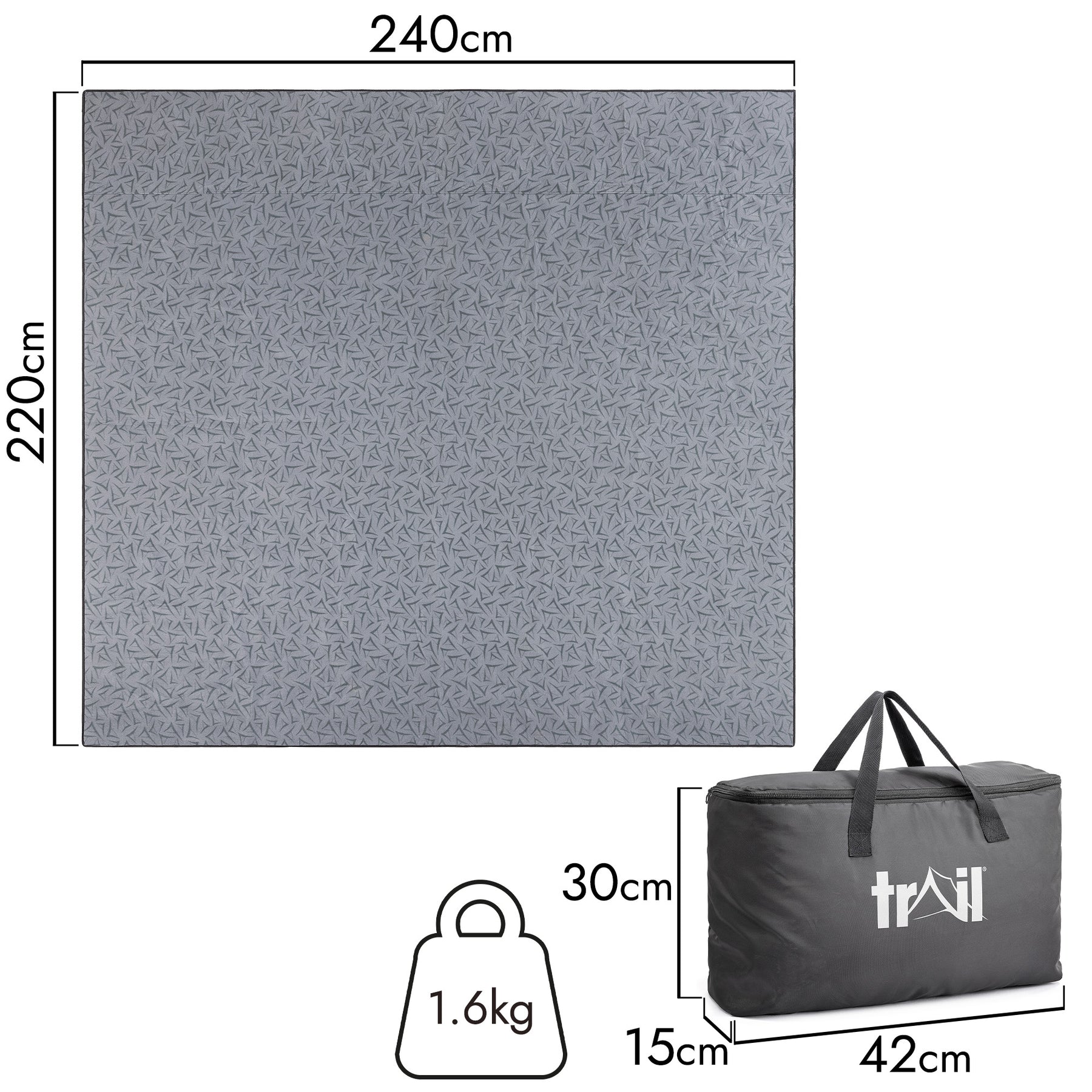 Universal Soft Fleece Tent Carpet | Medium: 2.4m x 2.2m | Trail